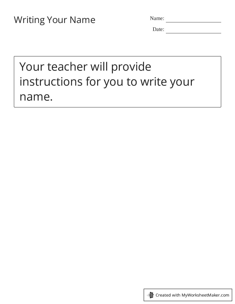 Writing Your Name - My Worksheet Maker: Create Your Own Worksheets