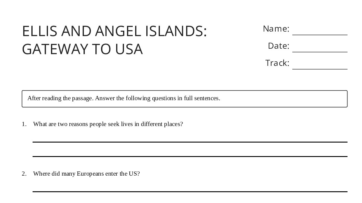 ELLIS AND ANGEL ISLANDS: GATEWAY TO USA - My Worksheet Maker: Create ...