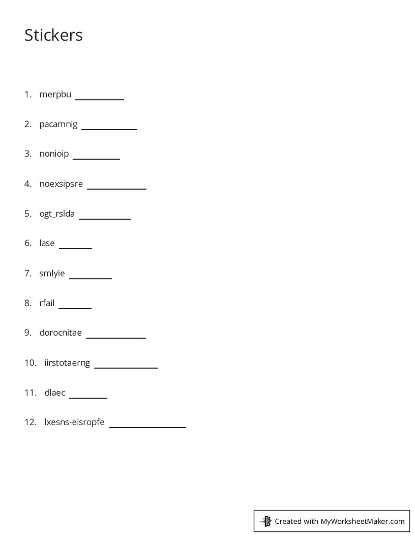 Stickers - My Worksheet Maker: Create Your Own Worksheets