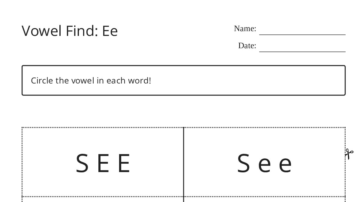 Vowel Find: Ee - My Flashcard Maker: Create Your Own Flashcards