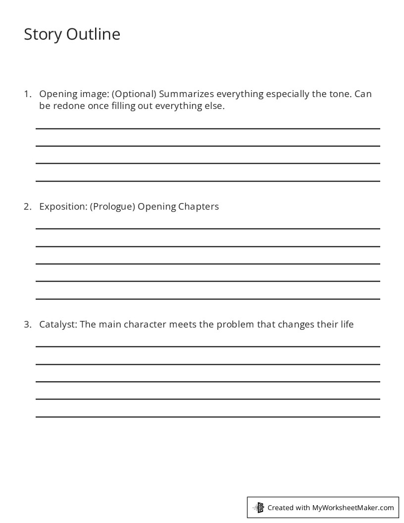 Story Outline - My Worksheet Maker: Create Your Own Worksheets