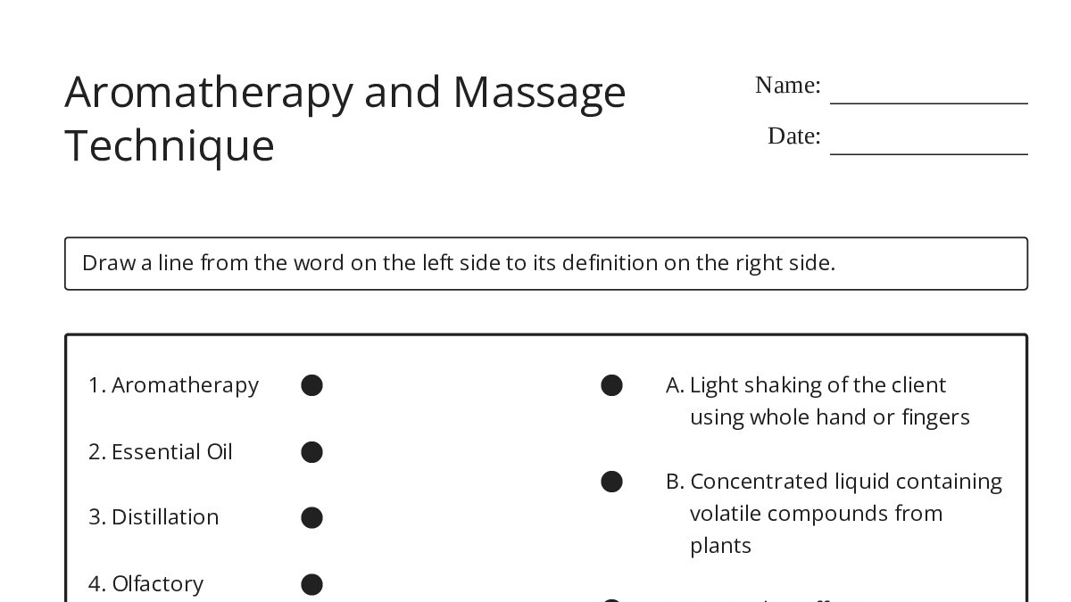 Aromatherapy and Massage Technique - My Worksheet Maker: Create Your ...