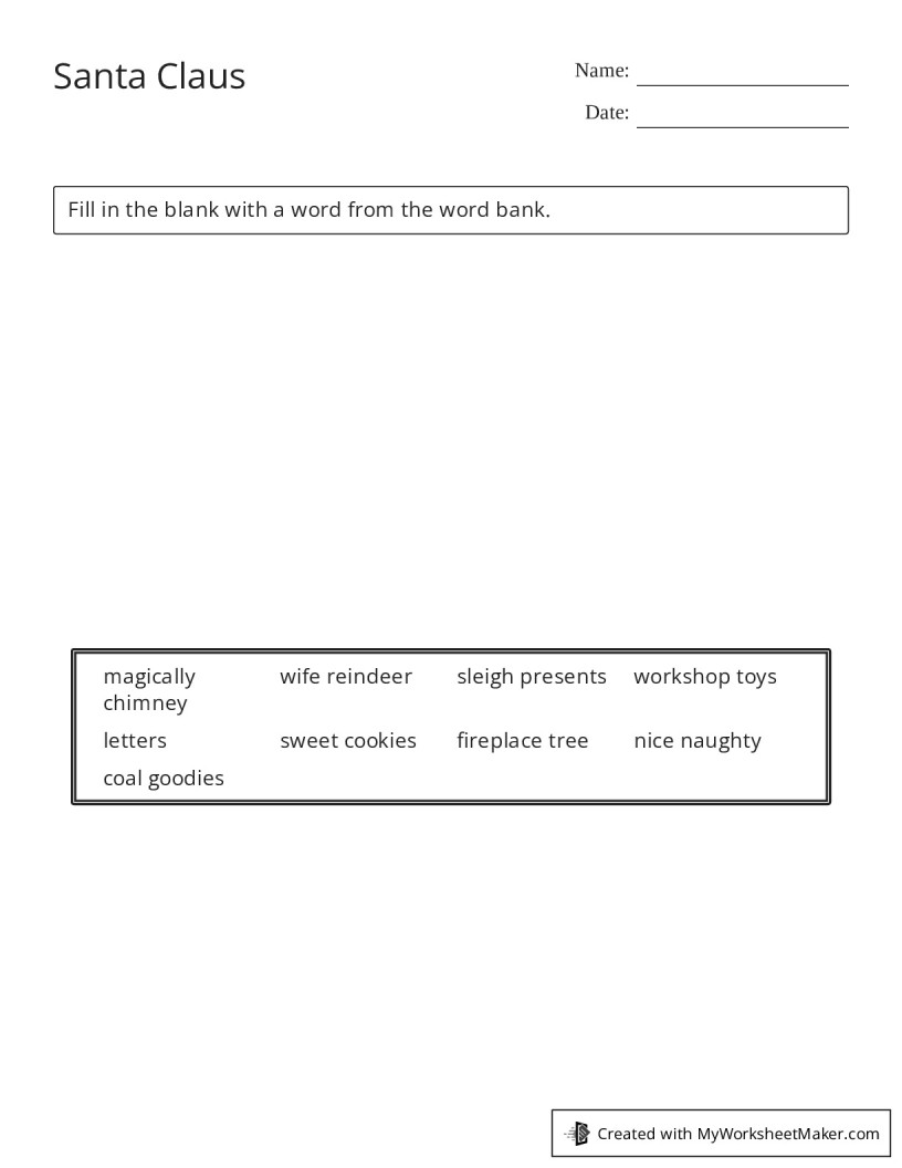 Santa Claus - My Worksheet Maker: Create Your Own Worksheets