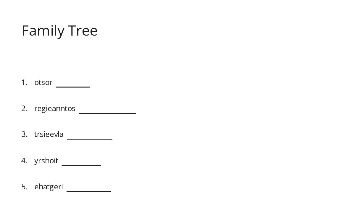 Family Tree - My Worksheet Maker: Create Your Own Worksheets