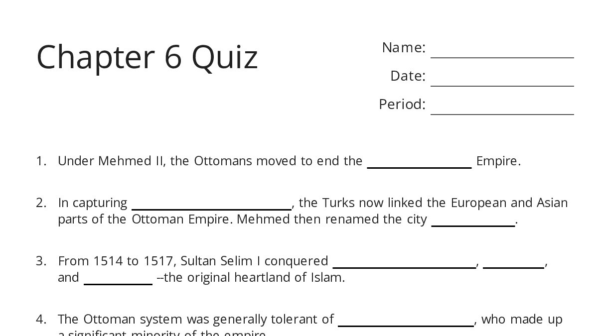 Chapter 6 Quiz - My Worksheet Maker: Create Your Own Worksheets