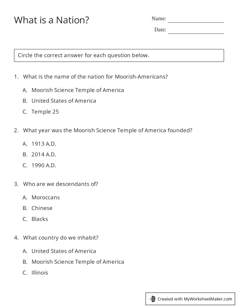 What is a Nation? - My Worksheet Maker: Create Your Own Worksheets