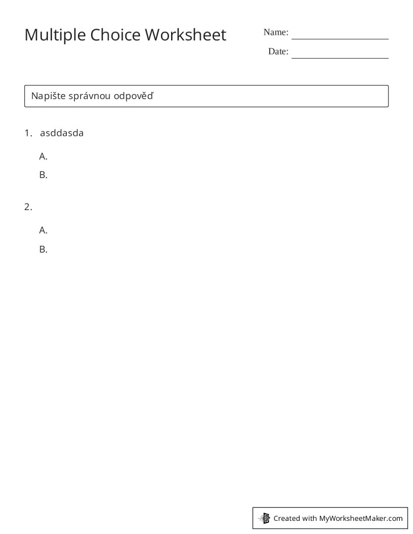 Multiple Choice Worksheet - My Worksheet Maker: Create Your Own Worksheets