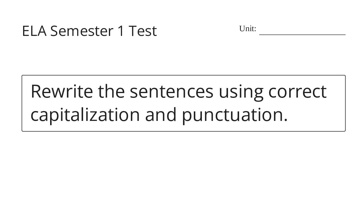 ELA Semester 1 Test - My Worksheet Maker: Create Your Own Worksheets