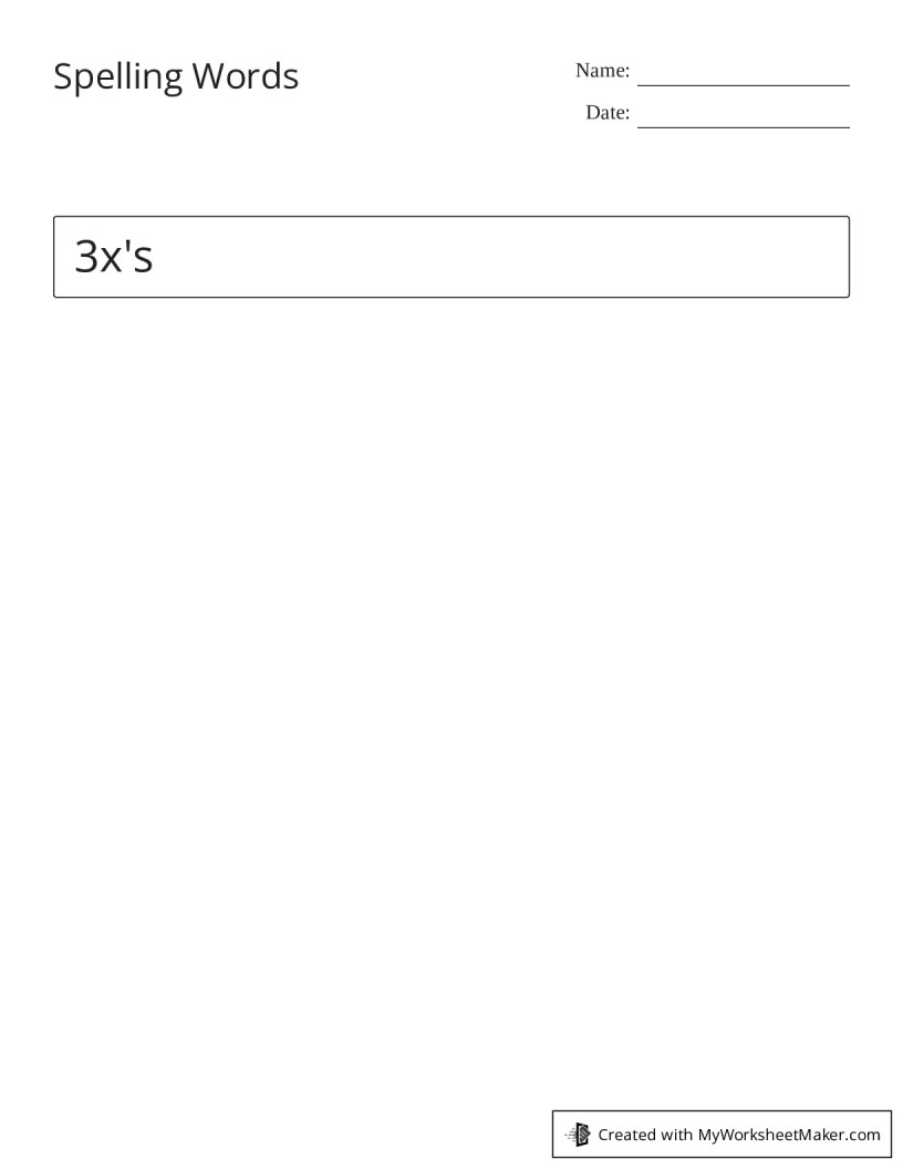 Spelling Words - My Worksheet Maker: Create Your Own Worksheets