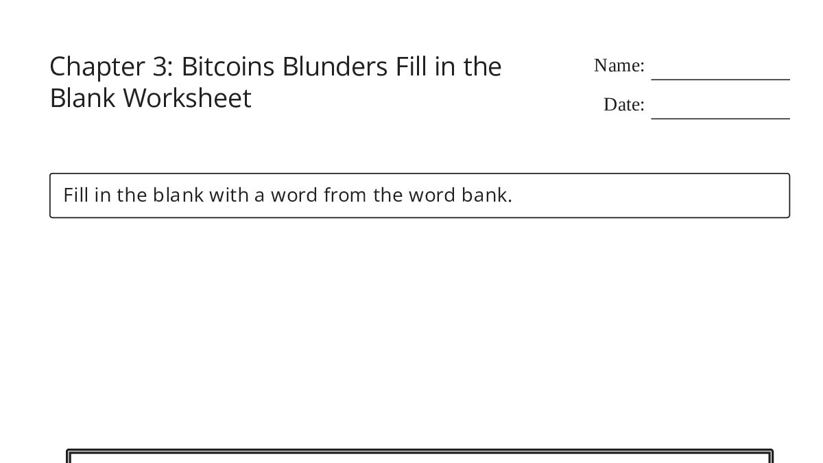 Chapter 3: Bitcoins Blunders Fill in the Blank Worksheet - My Worksheet ...