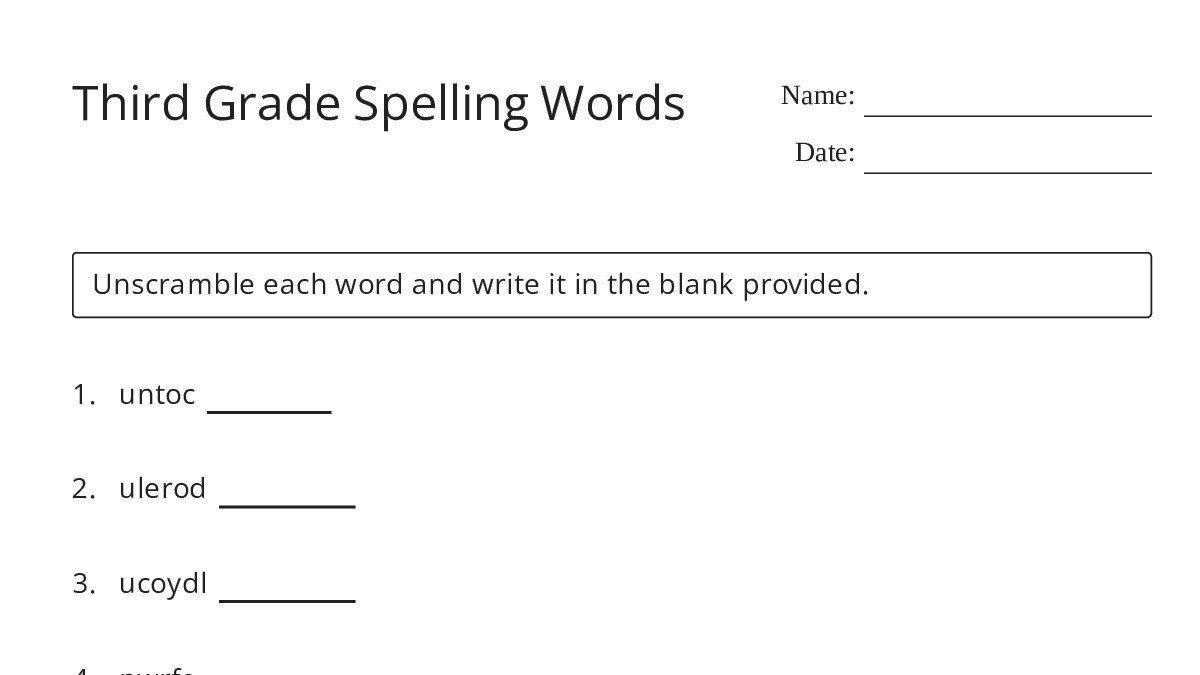 Third Grade Spelling Words - My Worksheet Maker: Create Your Own Worksheets