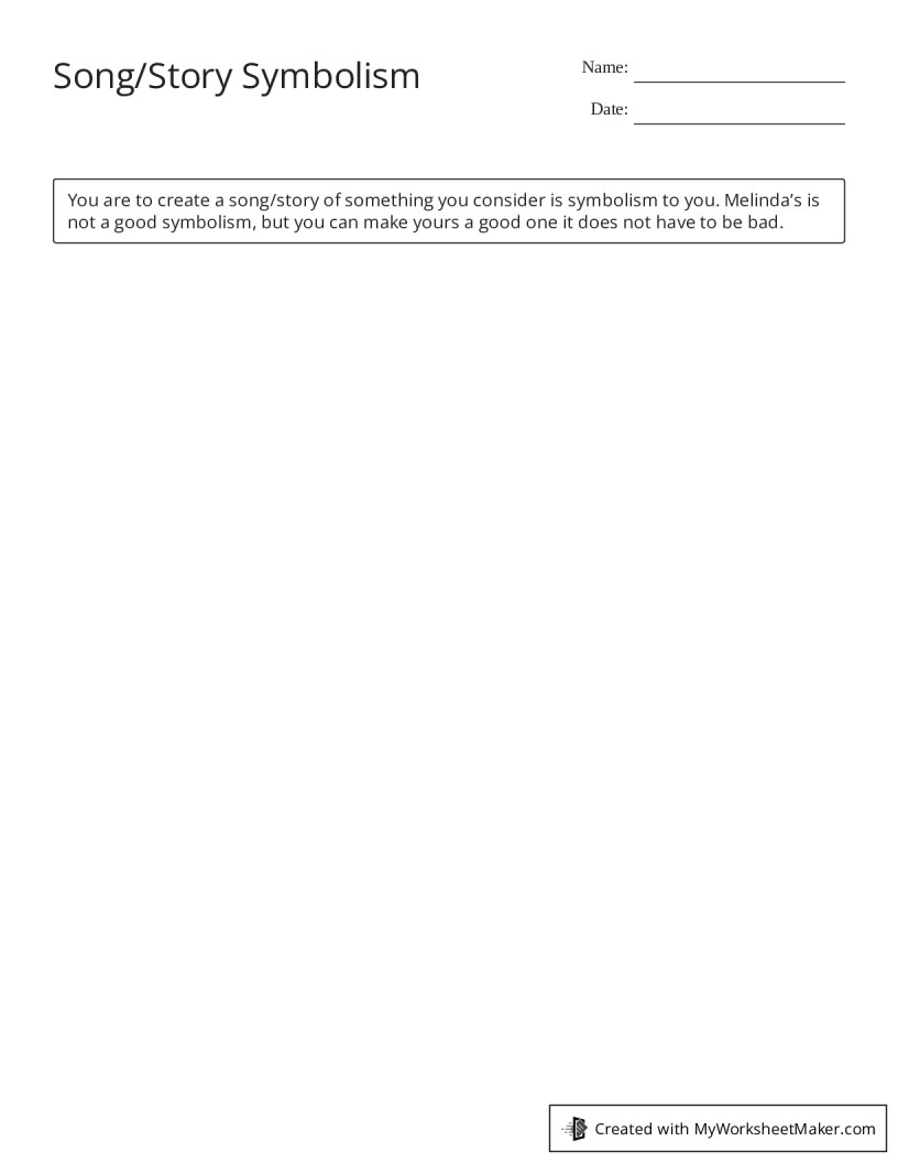 Song/Story Symbolism - My Worksheet Maker: Create Your Own Worksheets