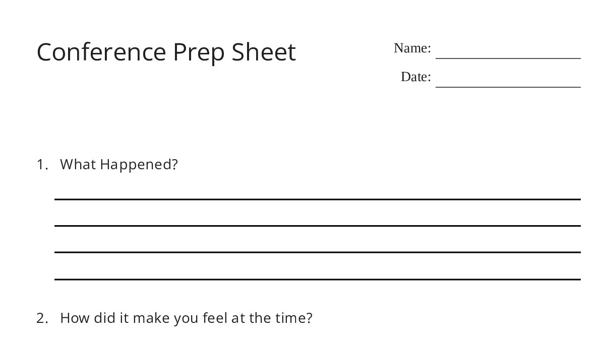 Conference Prep Sheet - My Worksheet Maker: Create Your Own Worksheets