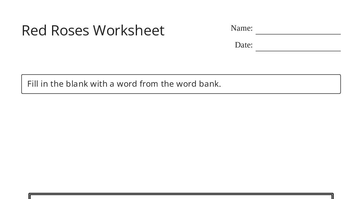 Red Roses Worksheet - My Worksheet Maker: Create Your Own Worksheets