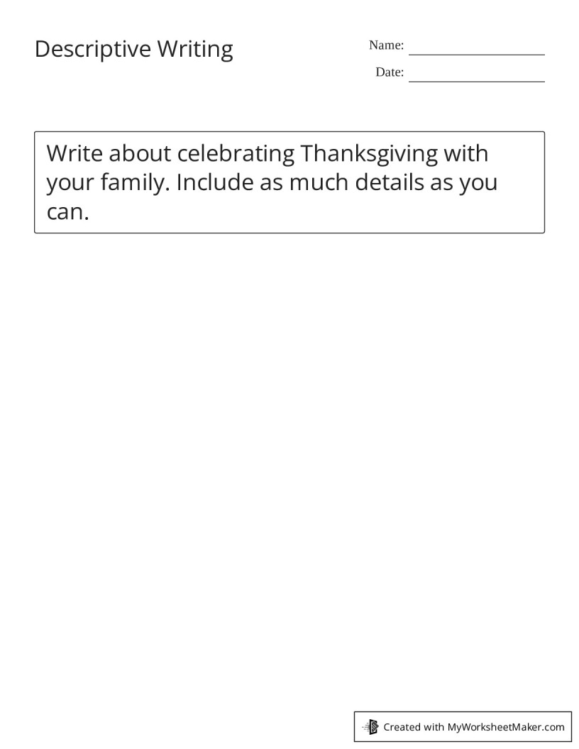 Descriptive Writing - My Worksheet Maker: Create Your Own Worksheets