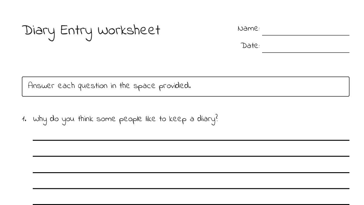 Diary Entry Worksheet - My Worksheet Maker: Create Your Own Worksheets