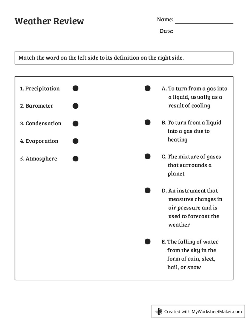 Weather Review - My Worksheet Maker: Create Your Own Worksheets