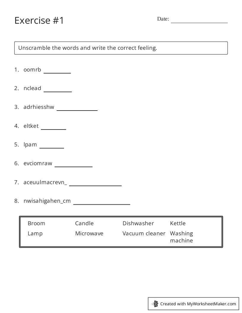 Exercise #1 - My Worksheet Maker: Create Your Own Worksheets