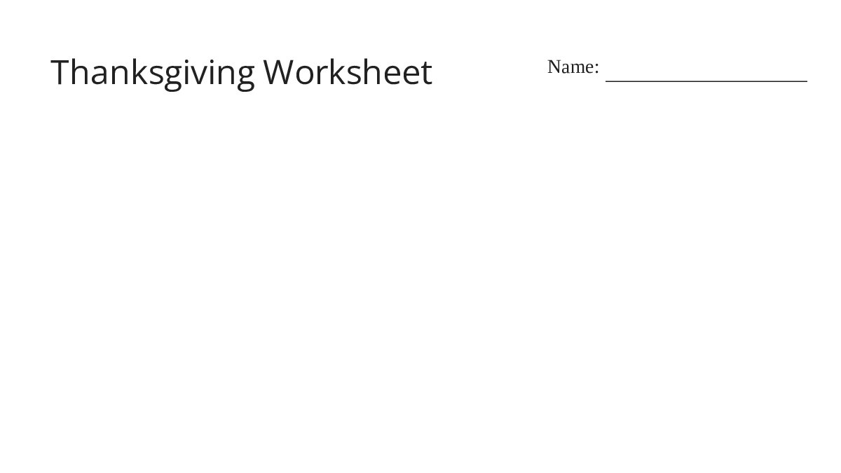 Thanksgiving Worksheet - My Worksheet Maker: Create Your Own Worksheets