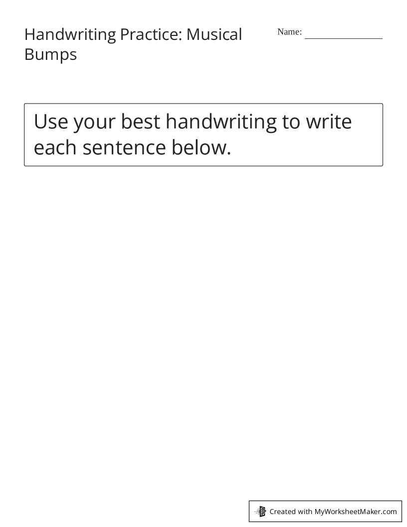 Handwriting Practice: Musical Bumps - My Worksheet Maker: Create Your ...
