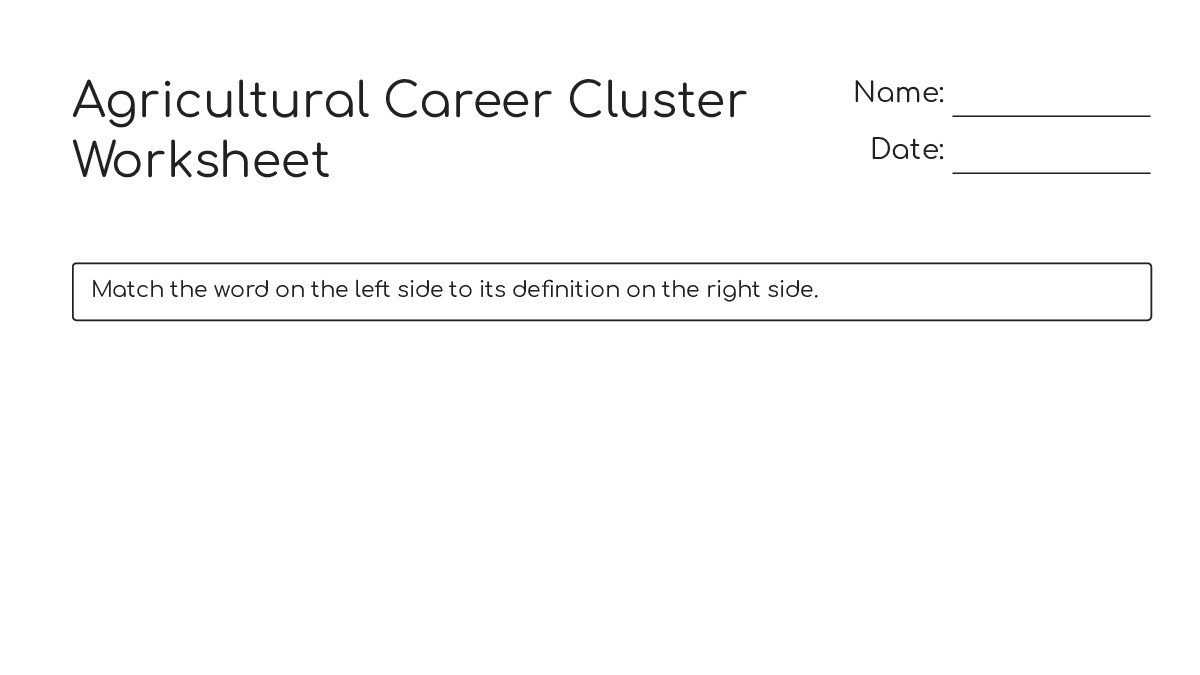 Agricultural Career Cluster Worksheet - My Worksheet Maker: Create Your ...