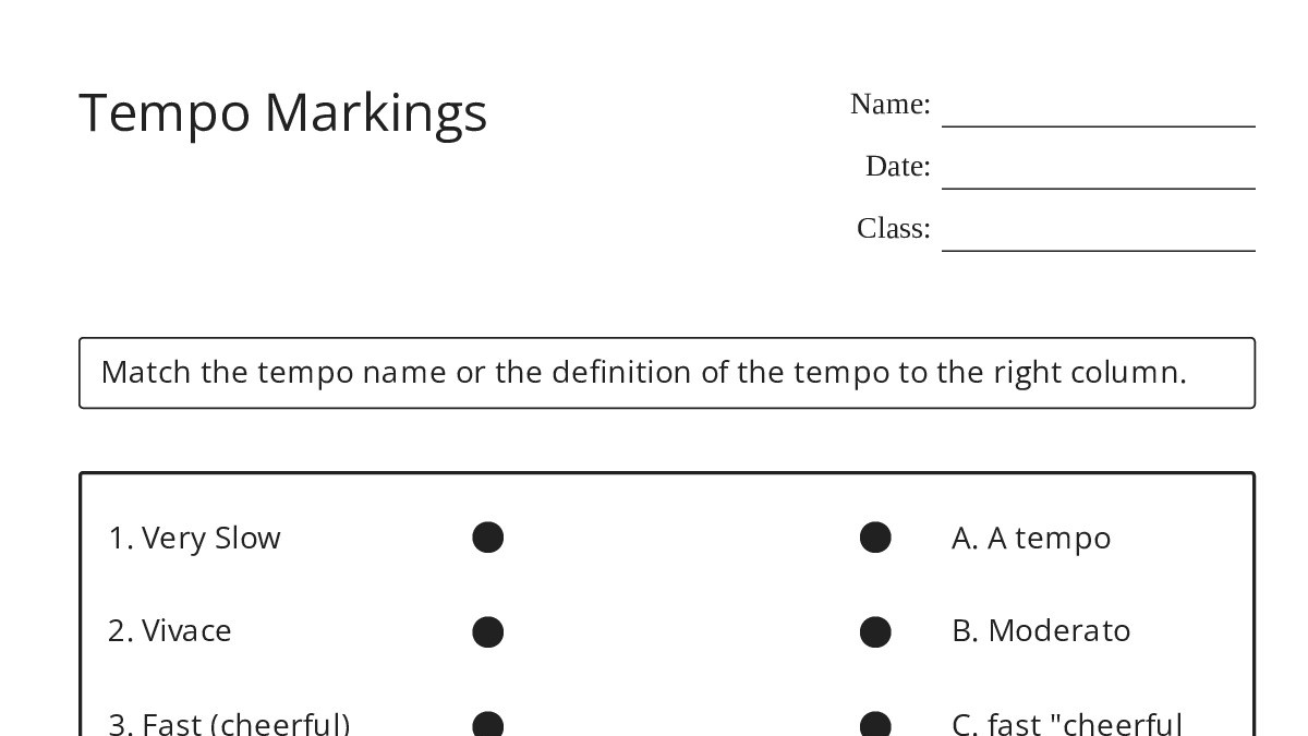 Tempo Markings - My Worksheet Maker: Create Your Own Worksheets