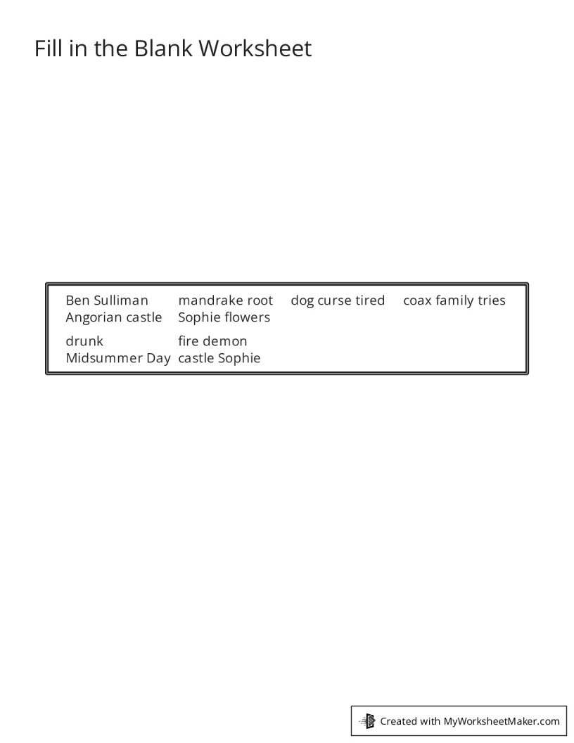 Fill in the Blank Worksheet - My Worksheet Maker: Create Your Own ...