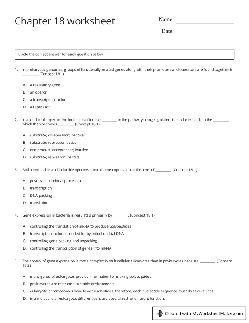 Chapter 18 worksheet - My Worksheet Maker: Create Your Own Worksheets