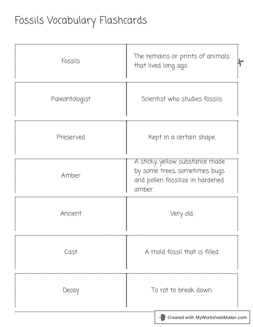 Fossils Vocabulary Flashcards - My Flashcard Maker: Create Your Own ...