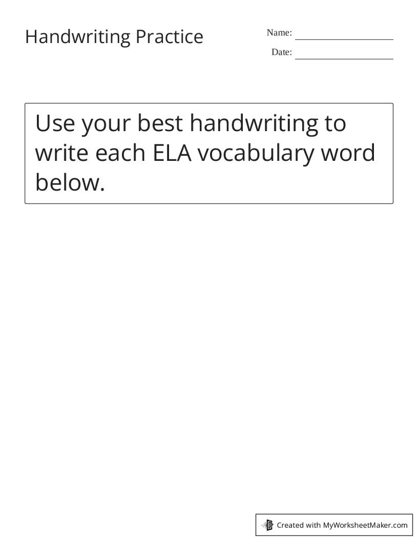 Handwriting Practice - My Worksheet Maker: Create Your Own Worksheets