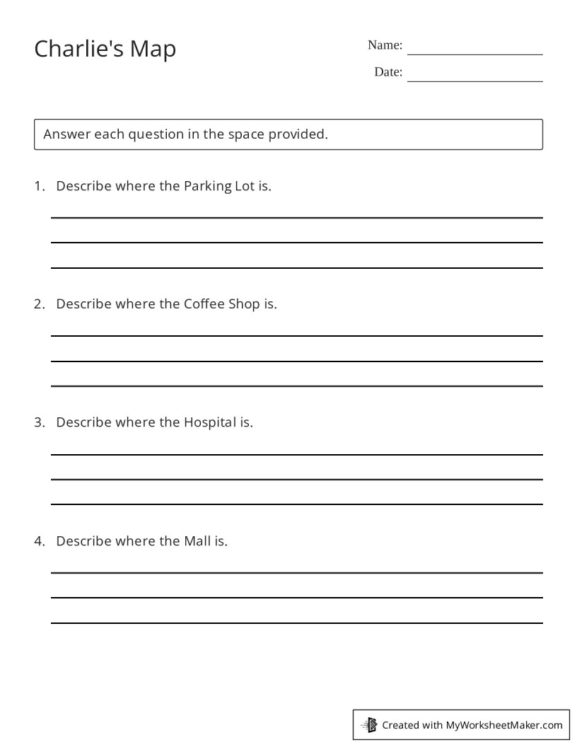 Charlie's Map - My Worksheet Maker: Create Your Own Worksheets
