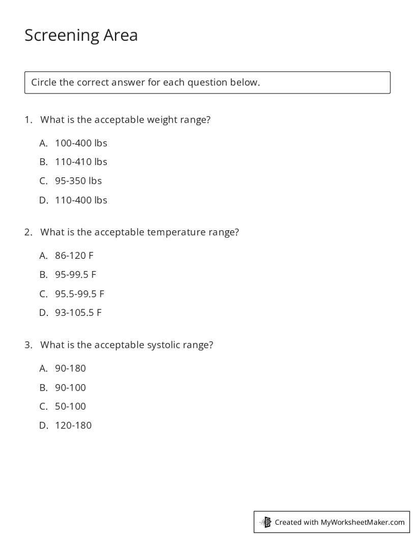 Screening Area - My Worksheet Maker: Create Your Own Worksheets