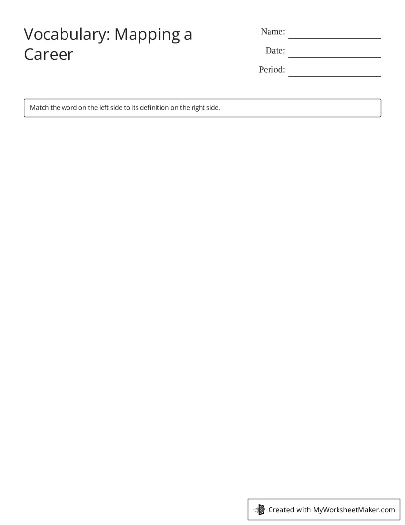 Vocabulary: Mapping a Career - My Worksheet Maker: Create Your Own ...