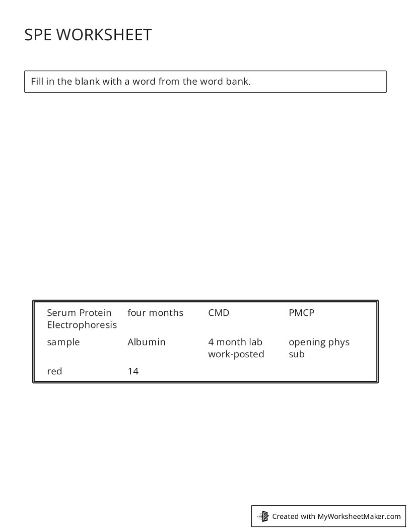 SPE WORKSHEET - My Worksheet Maker: Create Your Own Worksheets