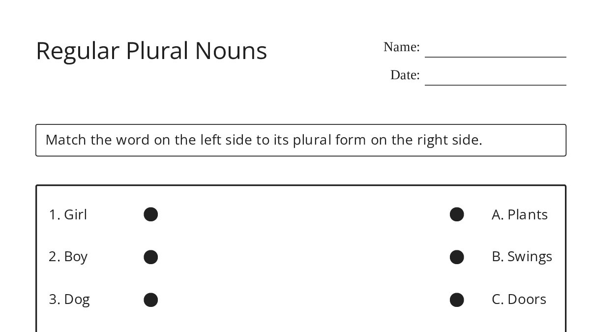 Regular Plural Nouns - My Worksheet Maker: Create Your Own Worksheets