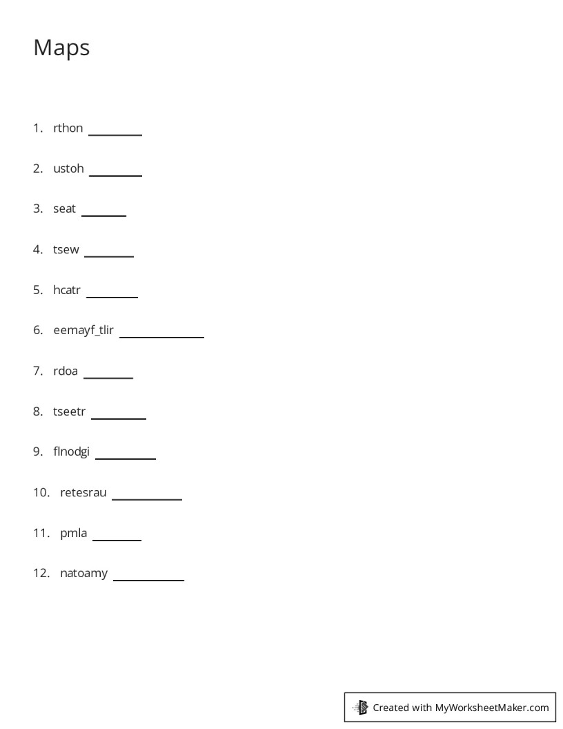 Maps - My Worksheet Maker: Create Your Own Worksheets