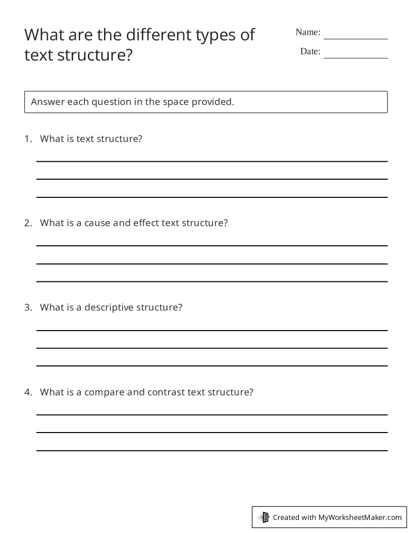 What are the different types of text structure? - My Worksheet Maker ...