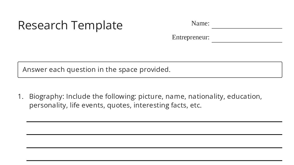 Research Template - My Worksheet Maker: Create Your Own Worksheets