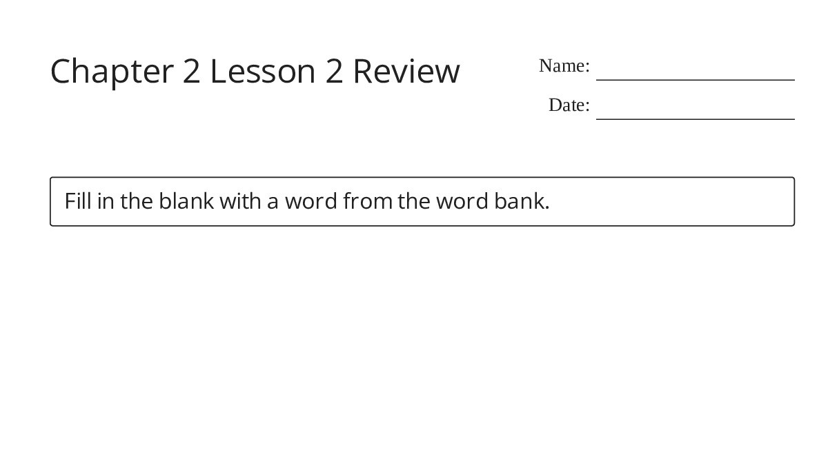 Chapter 2 Lesson 2 Review - My Worksheet Maker: Create Your Own Worksheets