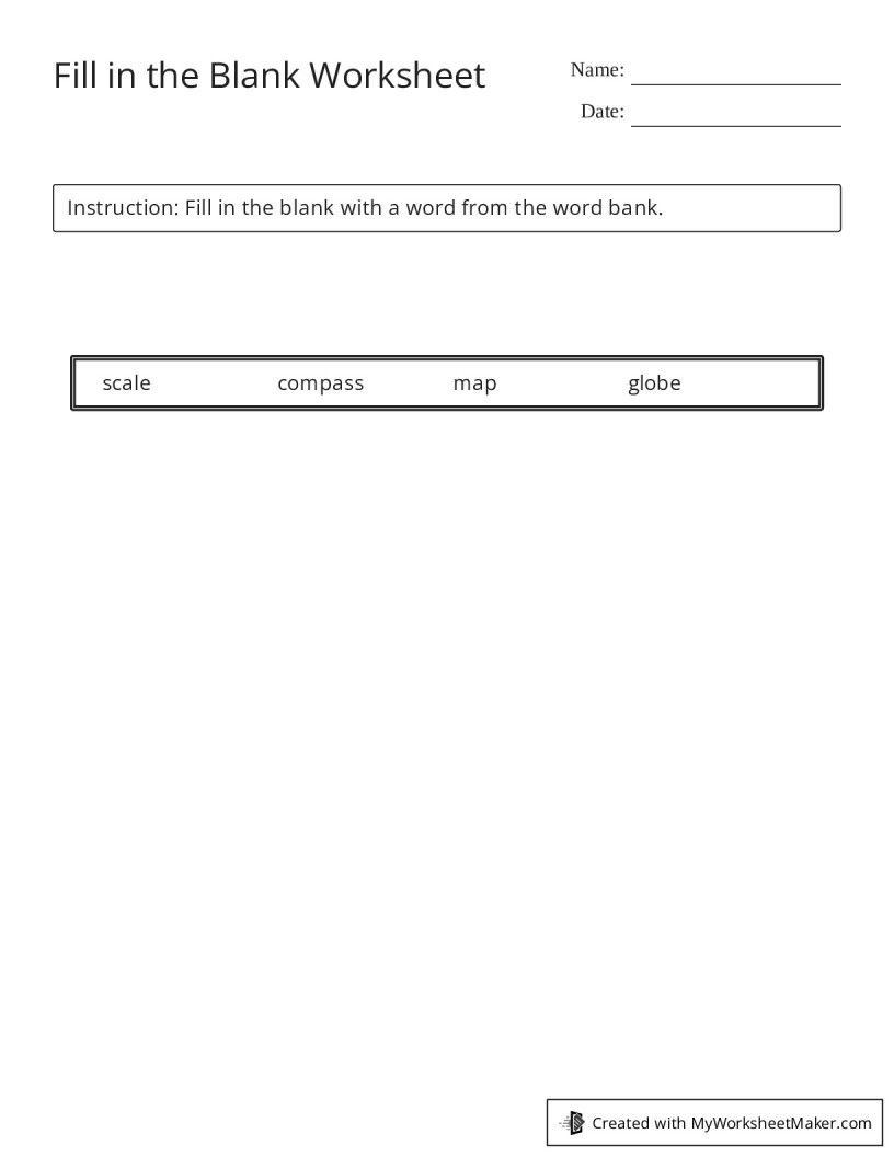 Fill in the Blank Worksheet - My Worksheet Maker: Create Your Own ...