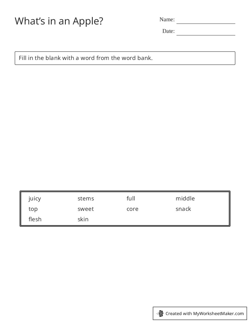 What’s in an Apple? - My Worksheet Maker: Create Your Own Worksheets