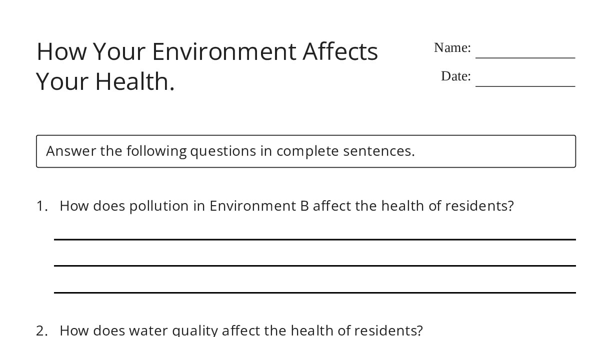 How Your Environment Affects Your Health. - My Worksheet Maker: Create ...