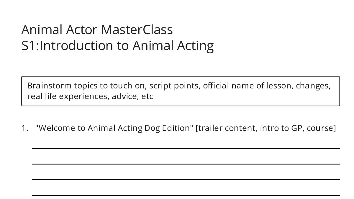 Animal Actor MasterClass S1:Introduction to Animal Acting - My ...