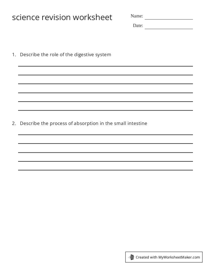 science revision worksheet - My Worksheet Maker: Create Your Own Worksheets