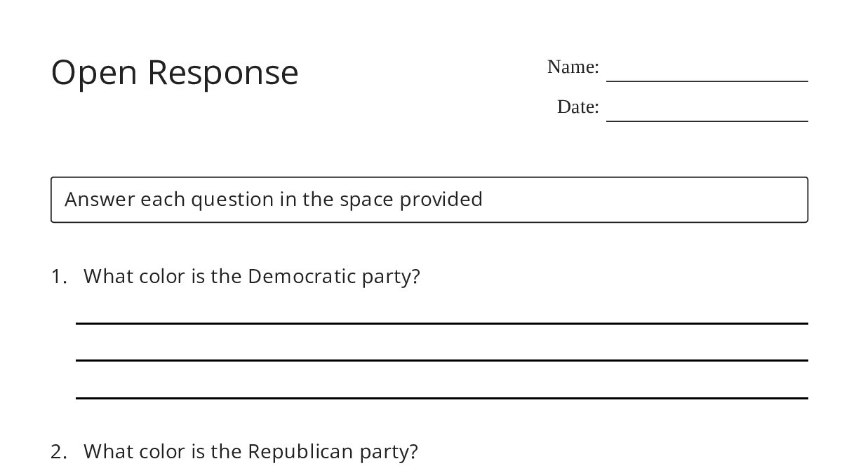 Open Response - My Worksheet Maker: Create Your Own Worksheets