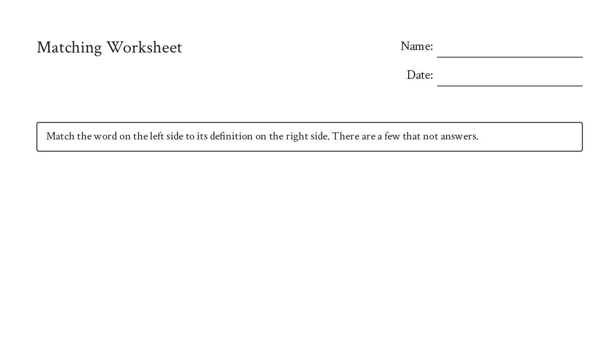 Matching Worksheet - My Worksheet Maker: Create Your Own Worksheets