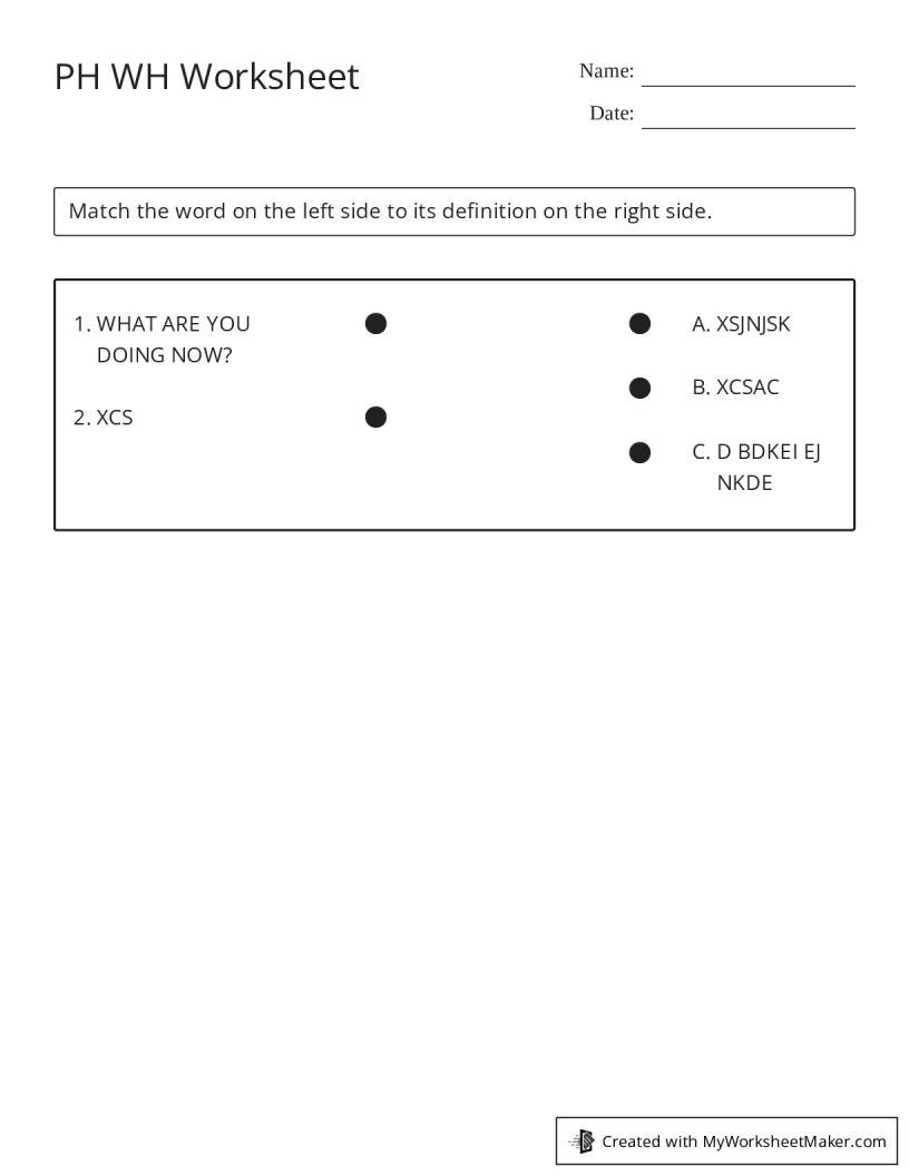 PH WH Worksheet - My Worksheet Maker: Create Your Own Worksheets