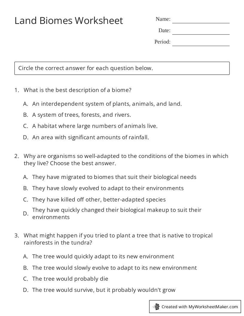 Biome Worksheet Answers Year 5 Biomes (Fieldwork Unit)