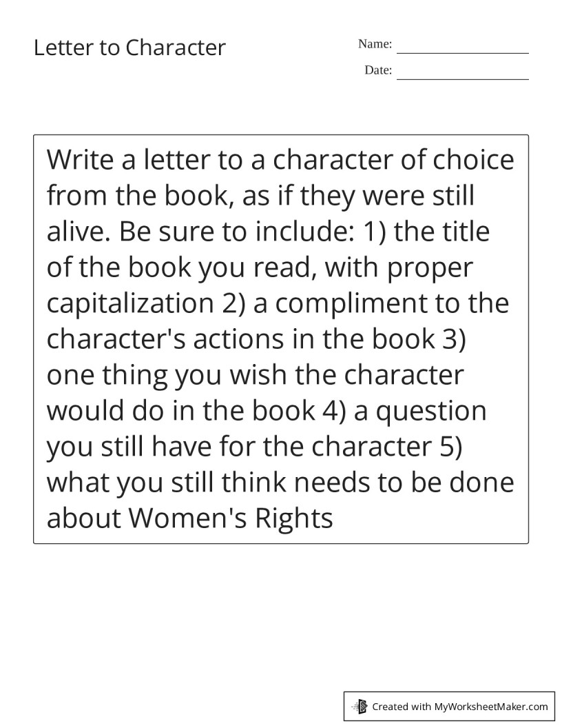 Letter to Character - My Worksheet Maker: Create Your Own Worksheets