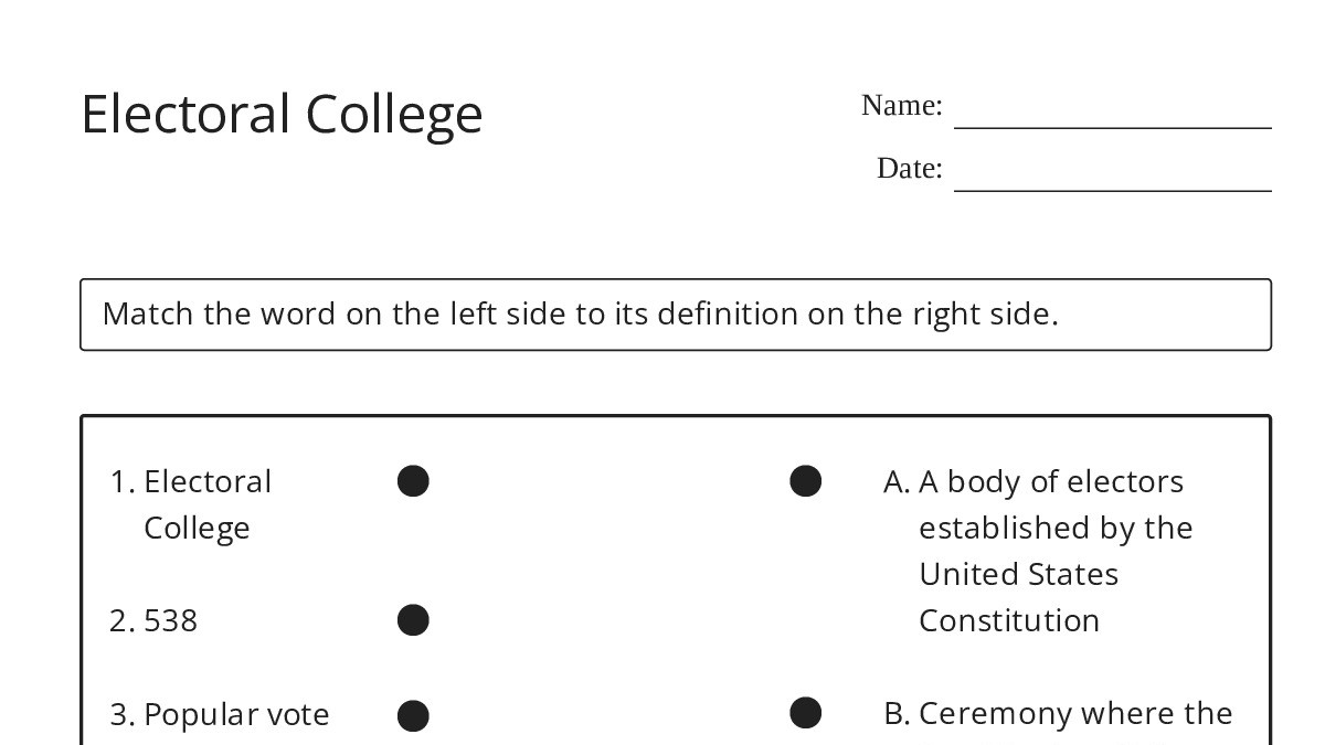Electoral College - My Worksheet Maker: Create Your Own Worksheets
